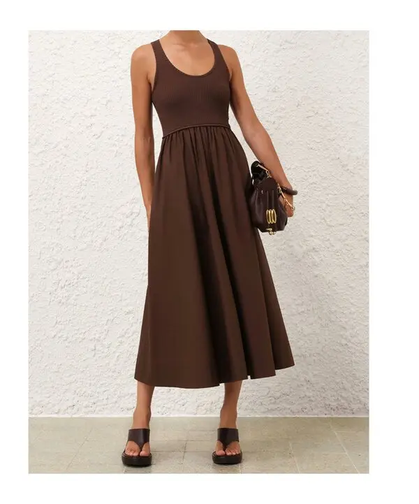 Zimmermann Sleeveless Dress With Fitted Knit Bodice And Gathered Skirt