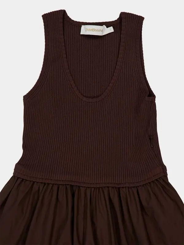 Zimmermann Sleeveless Dress With Fitted Knit Bodice And Gathered Skirt