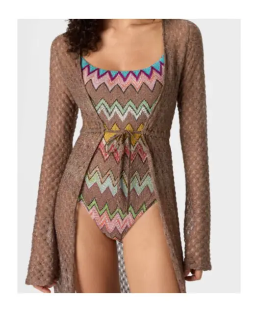 Missoni Spiderweb Motif Lamé Long Cardigan