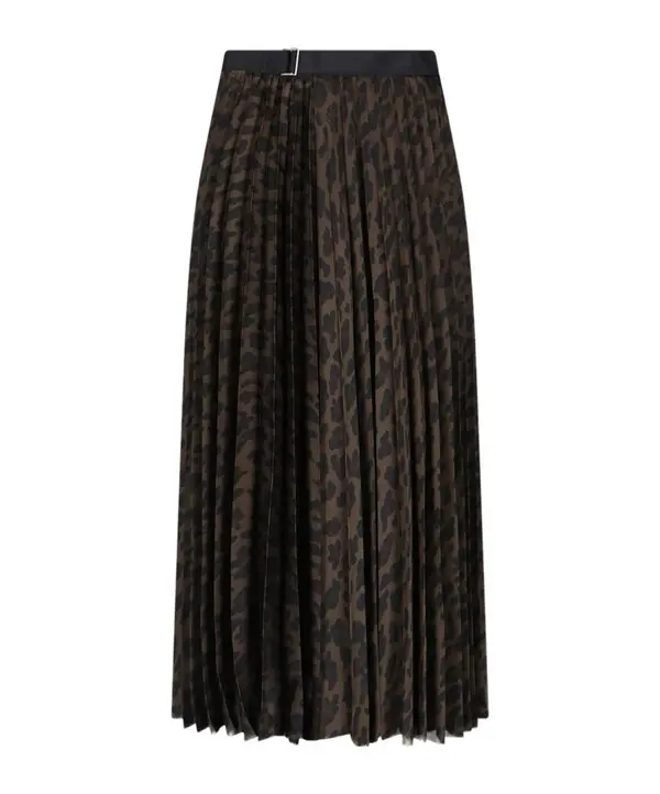 Sacai Leopard Print Pleated Skirt