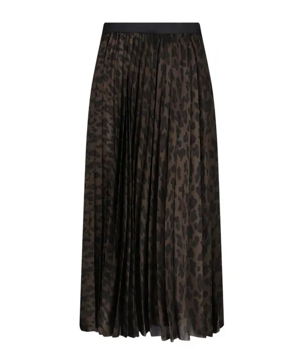 Sacai Leopard Print Pleated Skirt