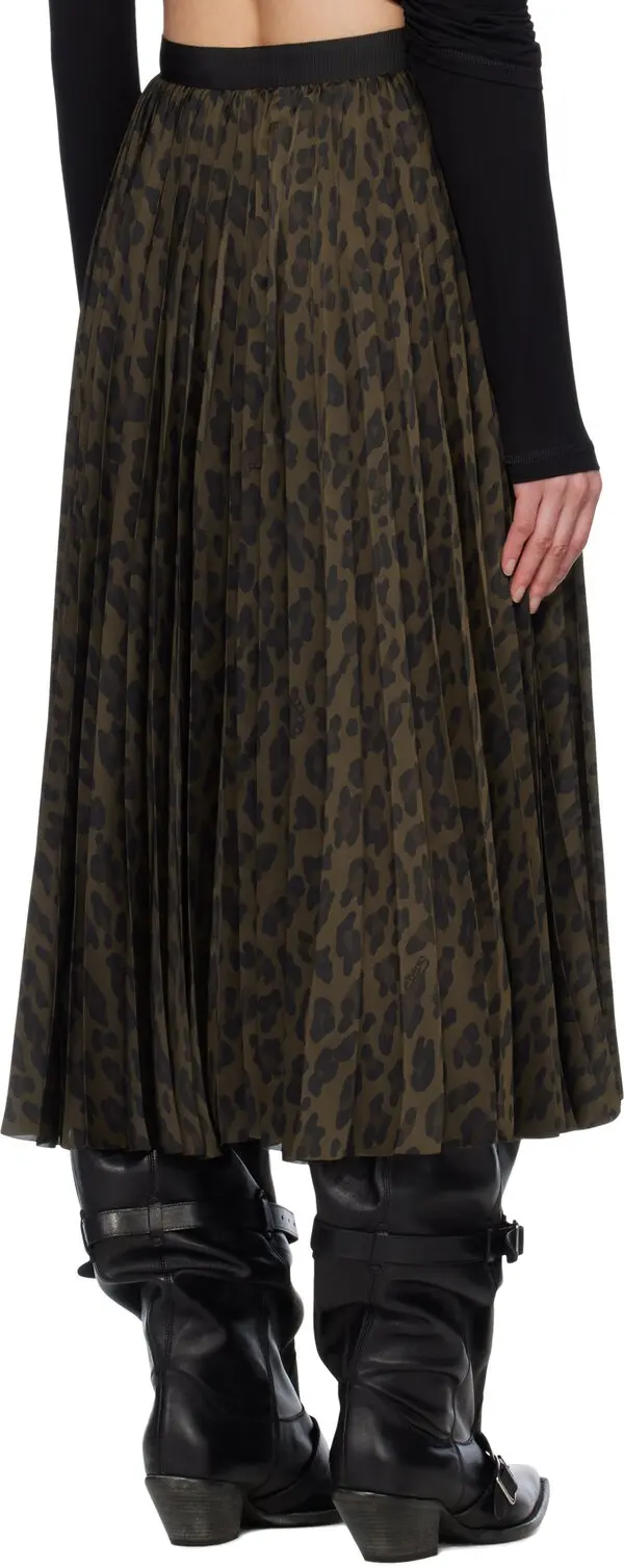Sacai Leopard Print Pleated Skirt