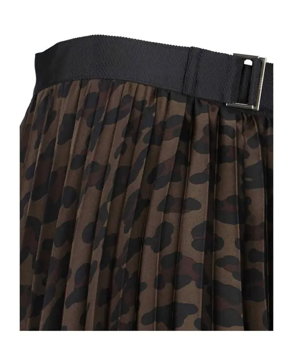 Sacai Leopard Print Pleated Skirt