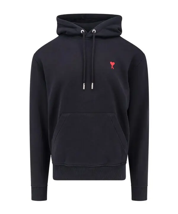 AMI Paris De Coeur Drawstring Hoodie - Black
