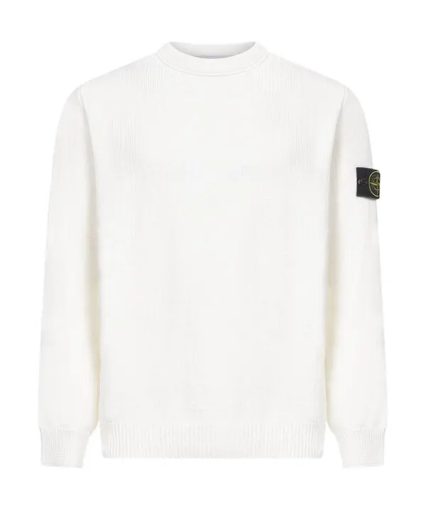Stone Island Logo Patch Crewneck Sweatshirt - Ivory