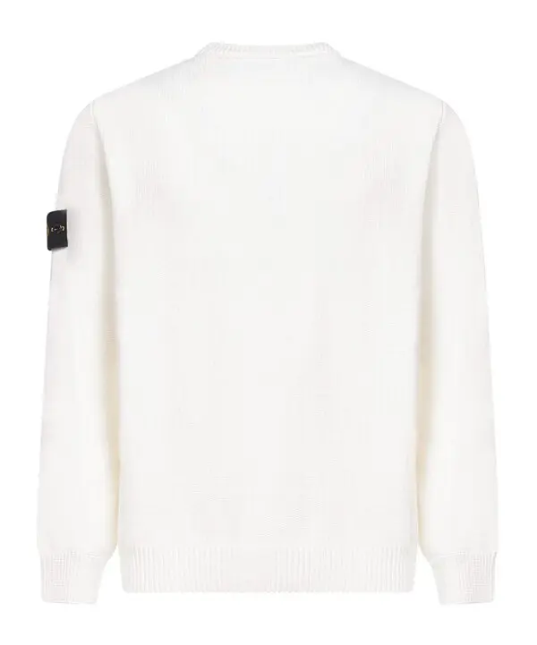 Stone Island Logo Patch Crewneck Sweatshirt - Ivory