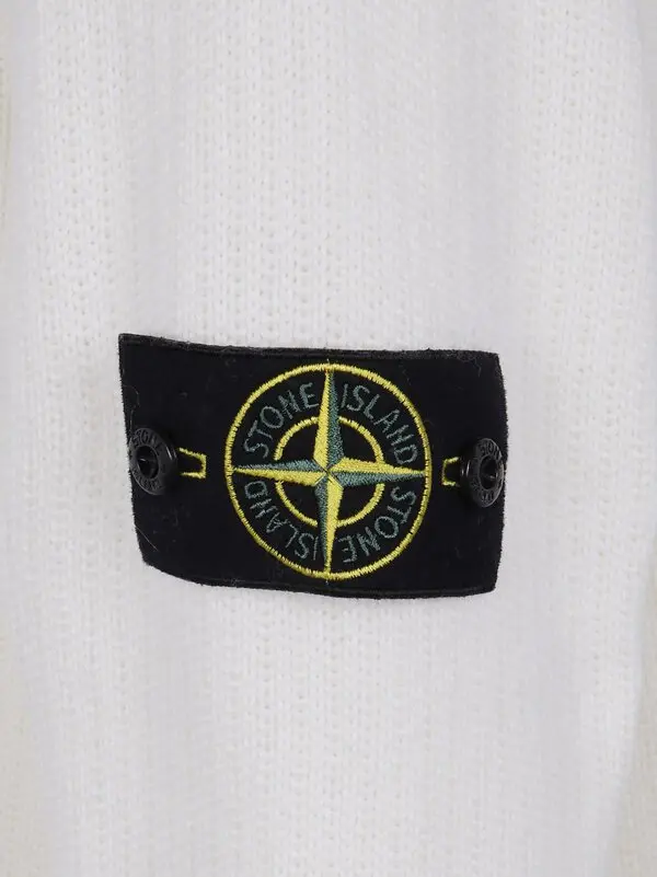 Stone Island Crewneck Sweatshirt With Logo Patch - Ivory