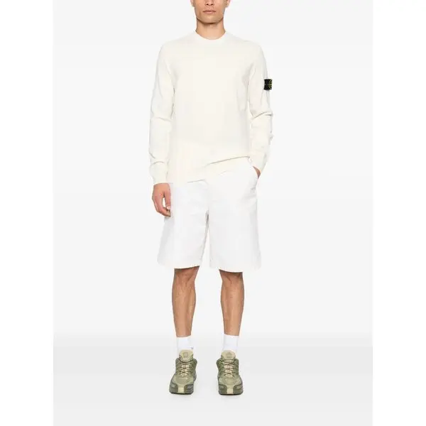 Stone Island Crewneck Sweatshirt With Logo Patch - Ivory