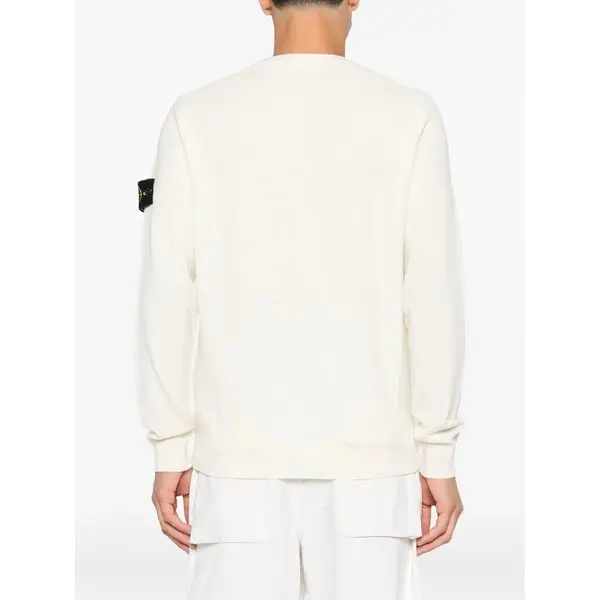 Stone Island Crewneck Sweatshirt With Logo Patch - Ivory