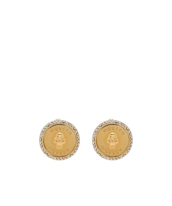 Alexander McQueen Skull Embellished Round Earrings - Gold