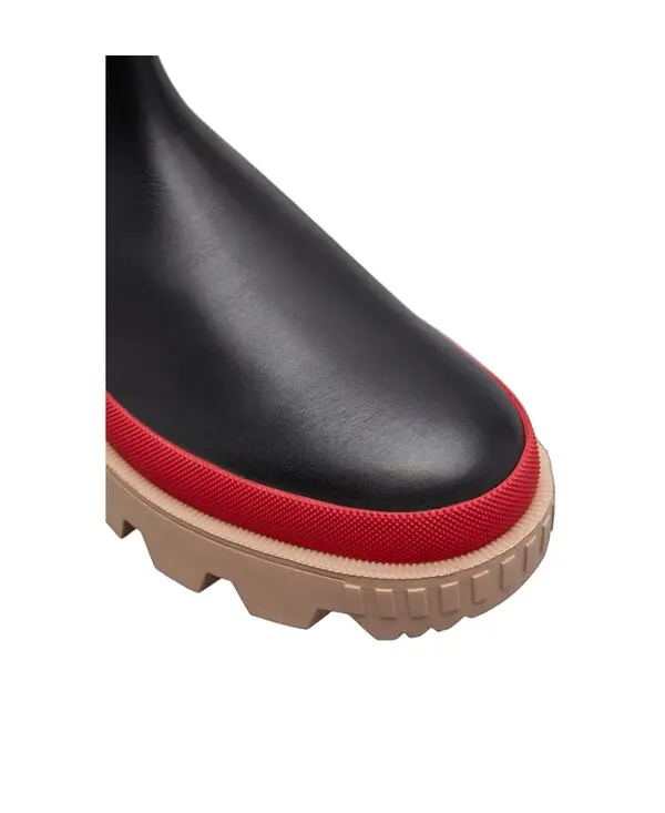 Moncler Logo Leather Chelsea Boots - Black