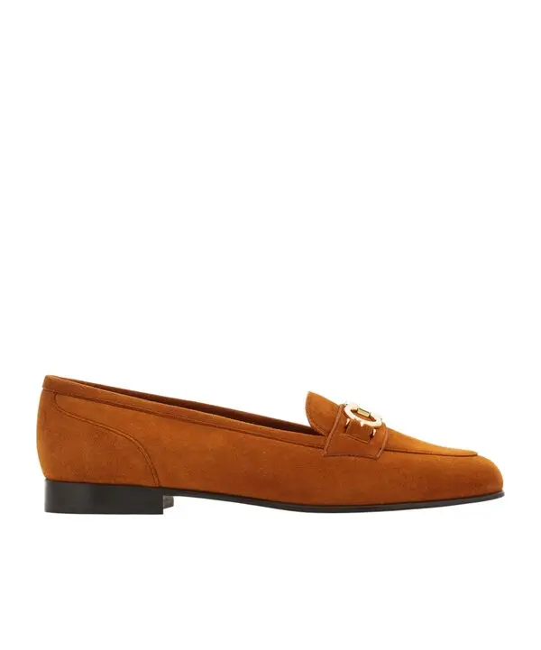 FERRAGAMO Gancini Ornament Loafers - Brown