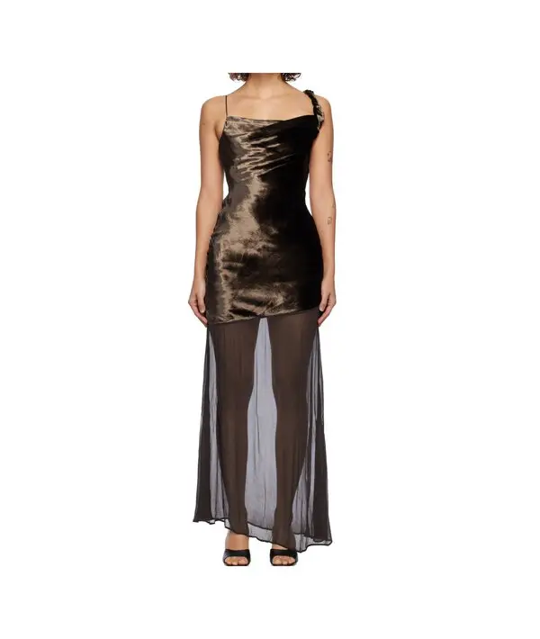 Staud Beaton Velvet And Chiffon Dress