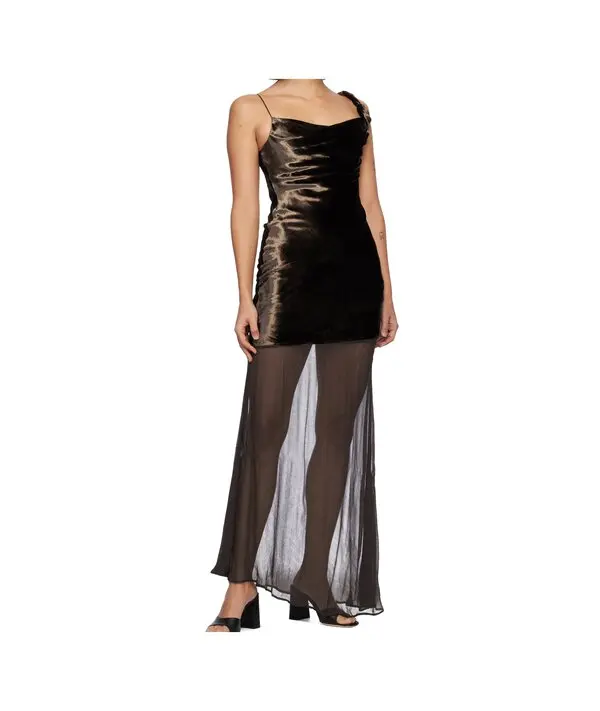 Staud Beaton Velvet And Chiffon Dress