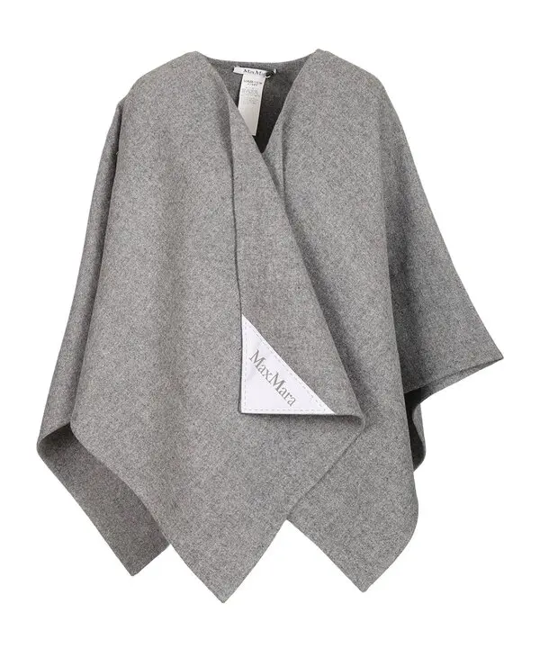Max Mara Serra Logo Patch Cape - Gray
