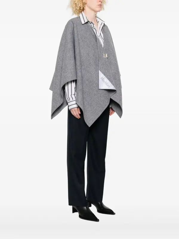 Max Mara Serra Logo Patch Cape - Gray