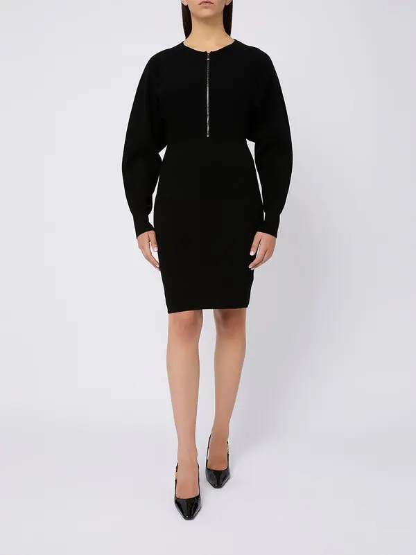 Max Mara Zip Detailed Crewneck Long-sleeved Dress