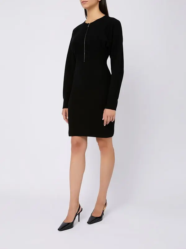 Max Mara Zip Detailed Crewneck Long-sleeved Dress