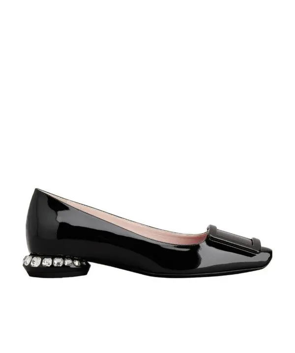 ROGER VIVIER Strass Heel Covered Buckle Ballerinas In Patent Leather