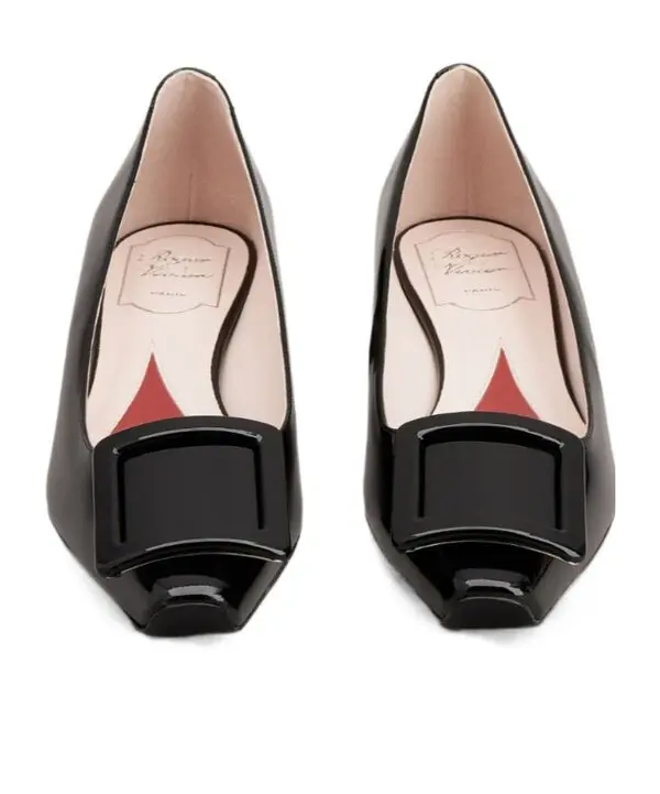 ROGER VIVIER Strass Heel Covered Buckle Ballerinas In Patent Leather