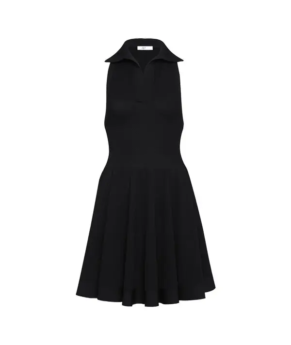 Alaïa Sleeveless Ribbed Skater Polo Dress
