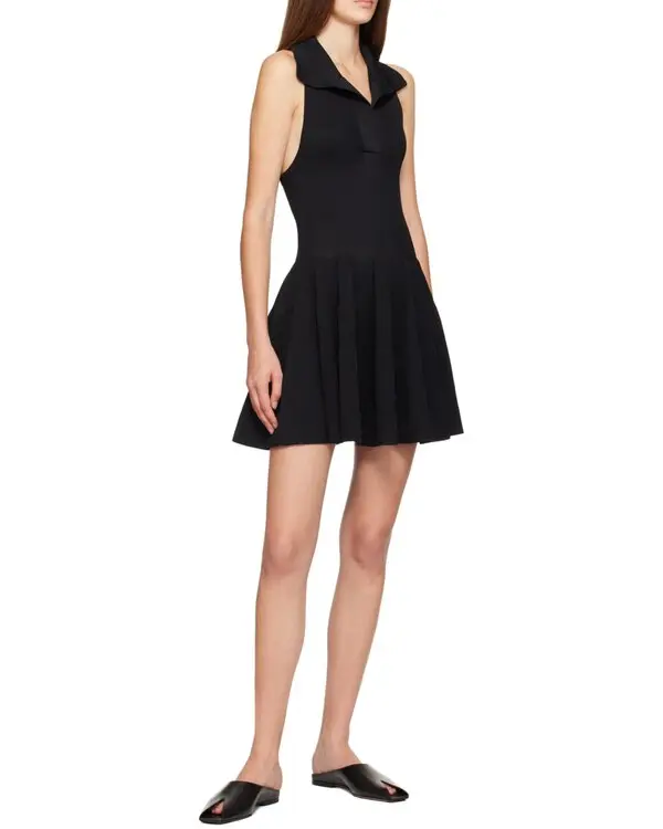 Alaïa Sleeveless Ribbed Skater Polo Dress