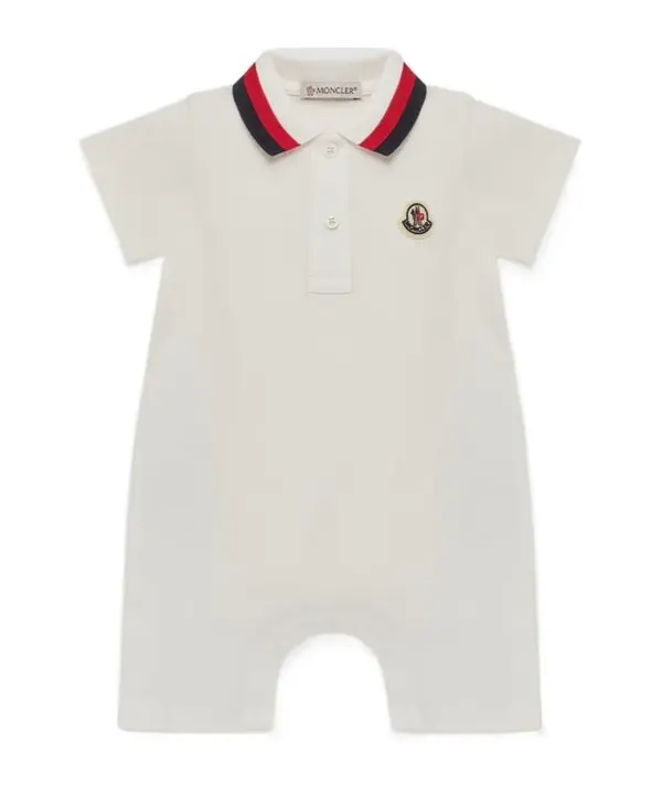 Moncler Tricolor-trimmed Polo Romper - White