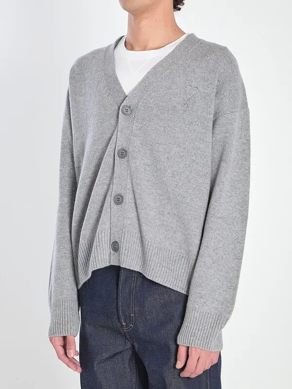 AMI Paris De Coeur V-neck Buttoned Cardigan