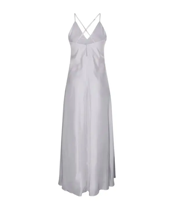 FORTE_FORTE Sleeveless V-neck Pleated Cross Strap Maxi Dress
