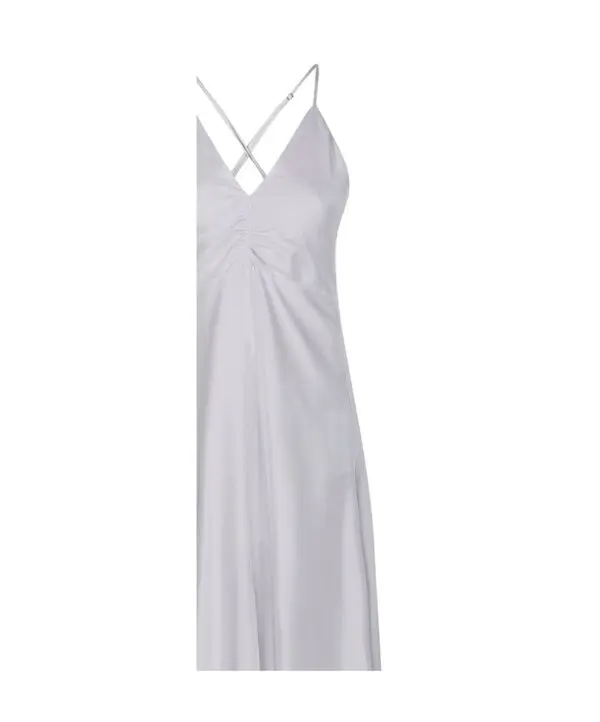 FORTE_FORTE Sleeveless V-neck Pleated Cross Strap Maxi Dress