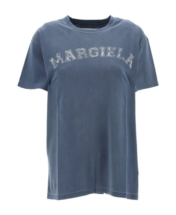 MAISON MARGIELA Logo Printed Crewneck T-shirt - Blue