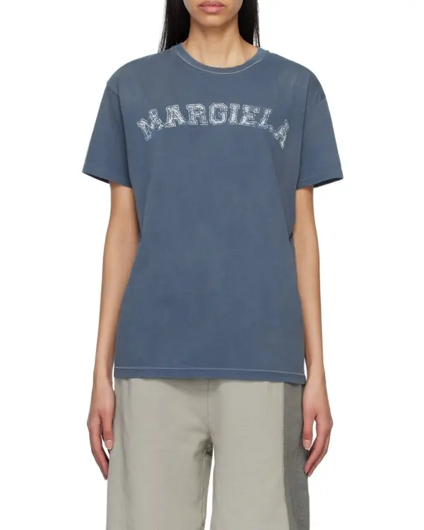 MAISON MARGIELA Logo Printed Crewneck T-shirt - Blue