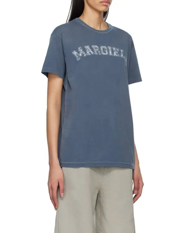 MAISON MARGIELA Logo Printed Crewneck T-shirt - Blue