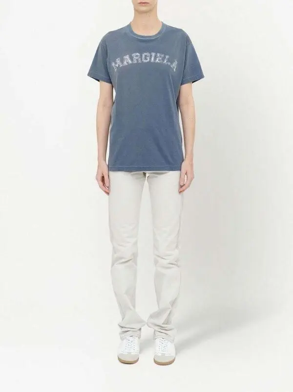 MAISON MARGIELA Logo Printed Crewneck T-shirt - Blue