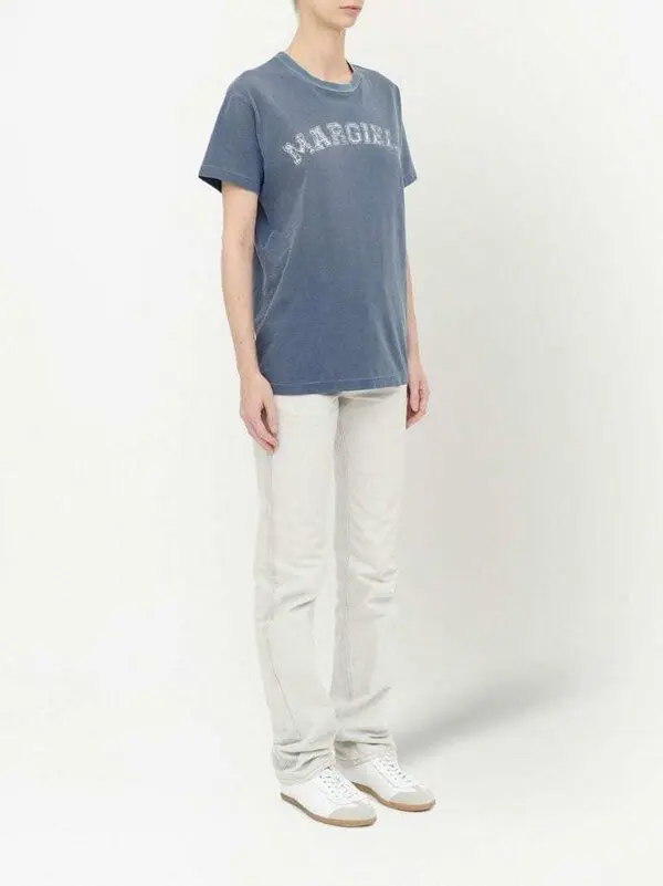 MAISON MARGIELA Logo Printed Crewneck T-shirt - Blue