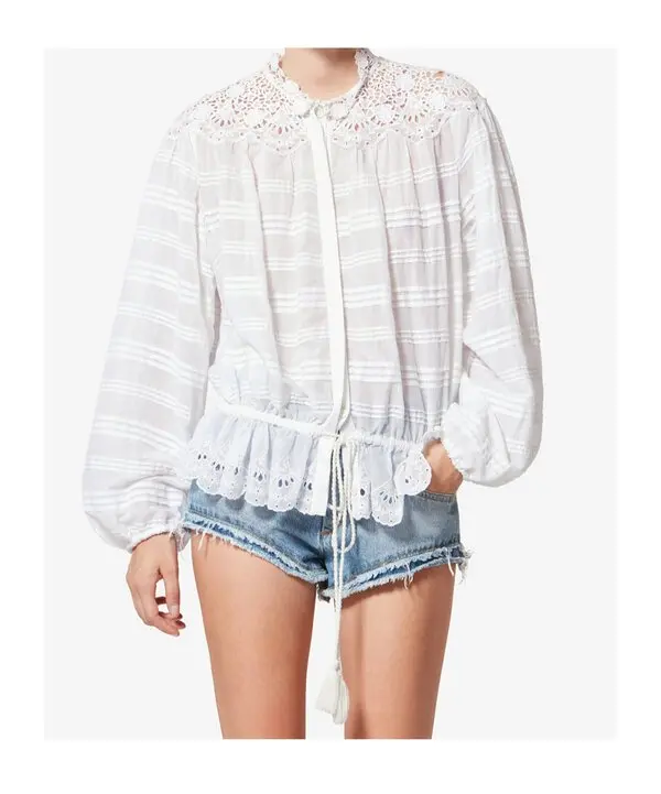 Isabel Marant Étoile Polly Floral Lace Blouse - White