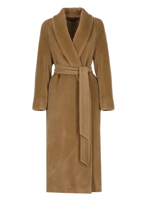 Max Mara Belted Long-sleeved Coat - Brown
