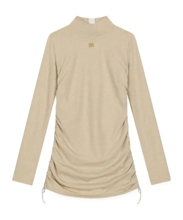 Dolce & Gabbana Logo Plaque Ruched Mini Dress