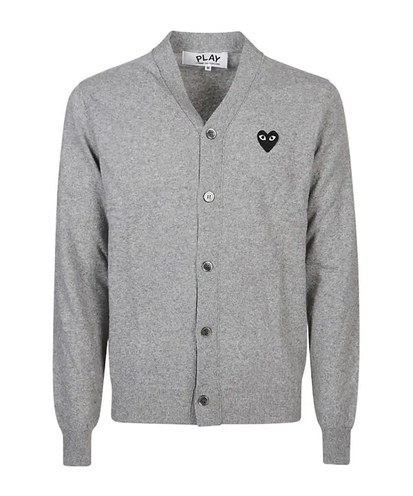 Play Comme Des Garcon Mélange-effect Wool Cardigan - Mist Grey