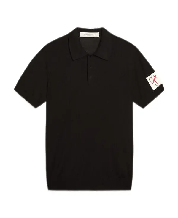 GOLDEN GOOSE Logo Patch Polo Shirt - Black