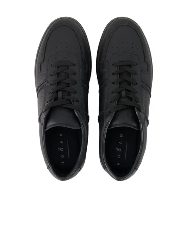 Hogan H668 Leather Lace-up Trainers - Black