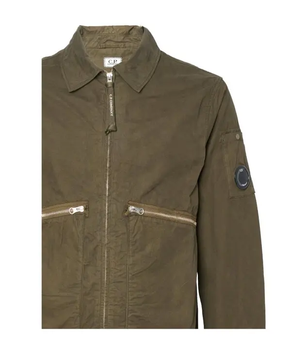 C.P. COMPANY Zip-up Jacket With Lens Detail - Brown