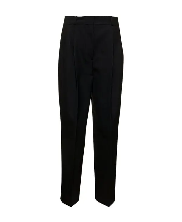 TOTEME High-waisted Pleated Tailored Trousers - Black