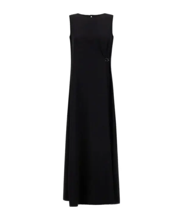 Herno Sleeveless Draped Maxi Dress - Black