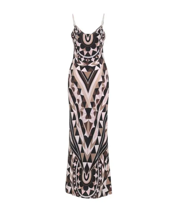 Emilio Pucci Geometric Print Maxi Slip Dress