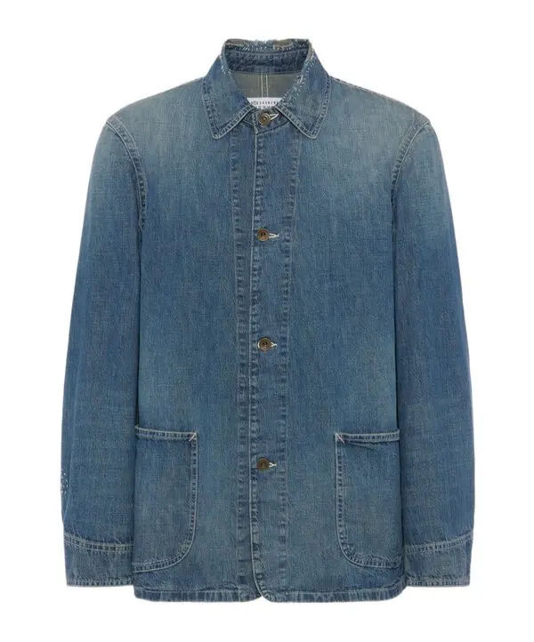 MAISON MARGIELA Distressed Denim Caban Jacket - Blue