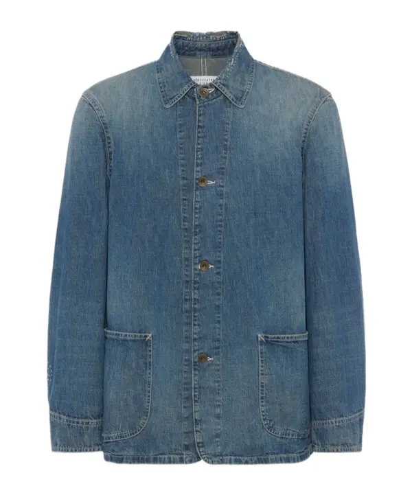 MAISON MARGIELA Distressed Denim Caban Jacket - Blue