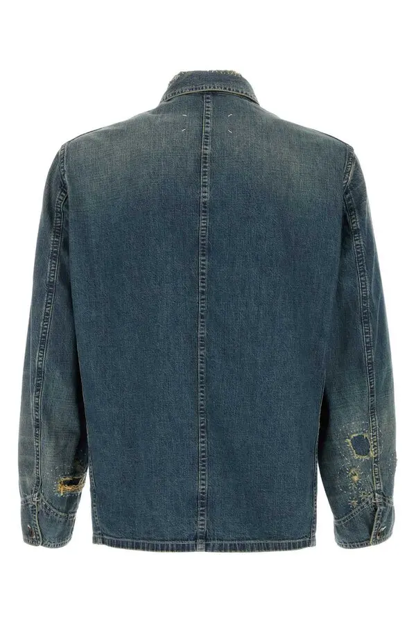 MAISON MARGIELA Distressed Denim Caban Jacket - Blue