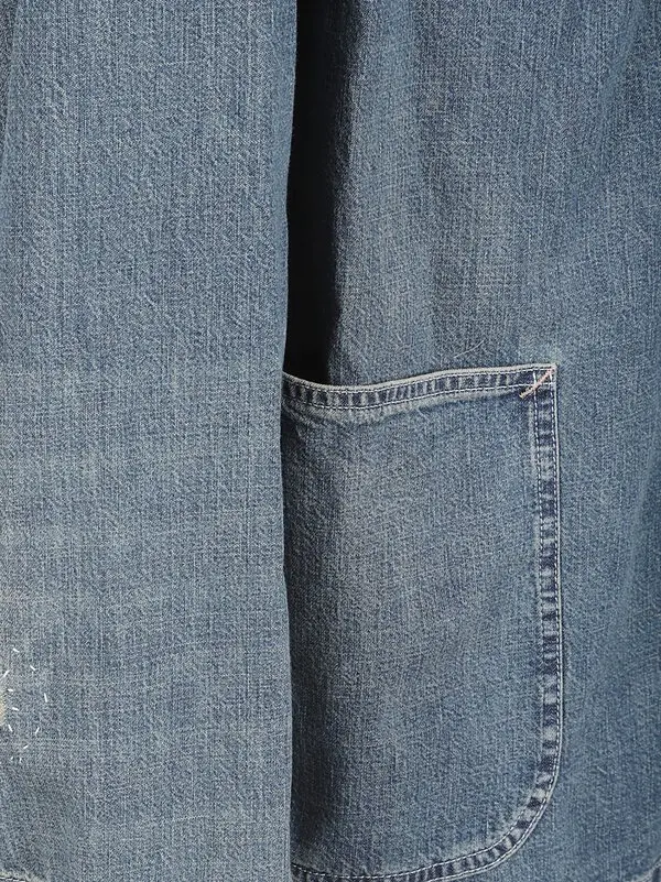 MAISON MARGIELA Distressed Denim Caban Jacket - Blue
