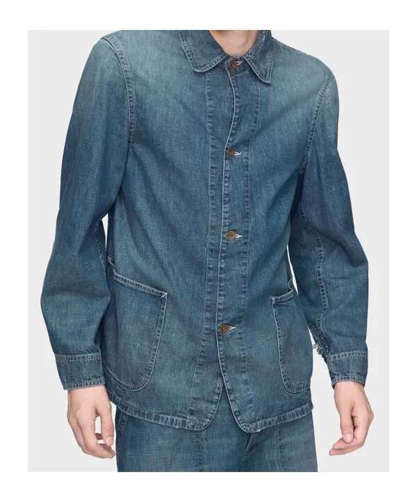 MAISON MARGIELA Distressed Denim Caban Jacket - Blue
